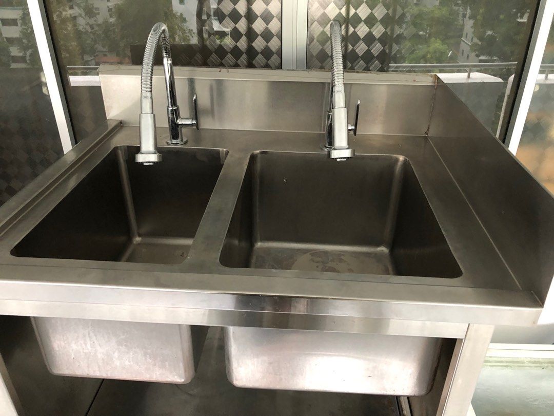 Double Sink With Pozzi K4000 Taps, Furniture & Home Living, Bathroom ...
