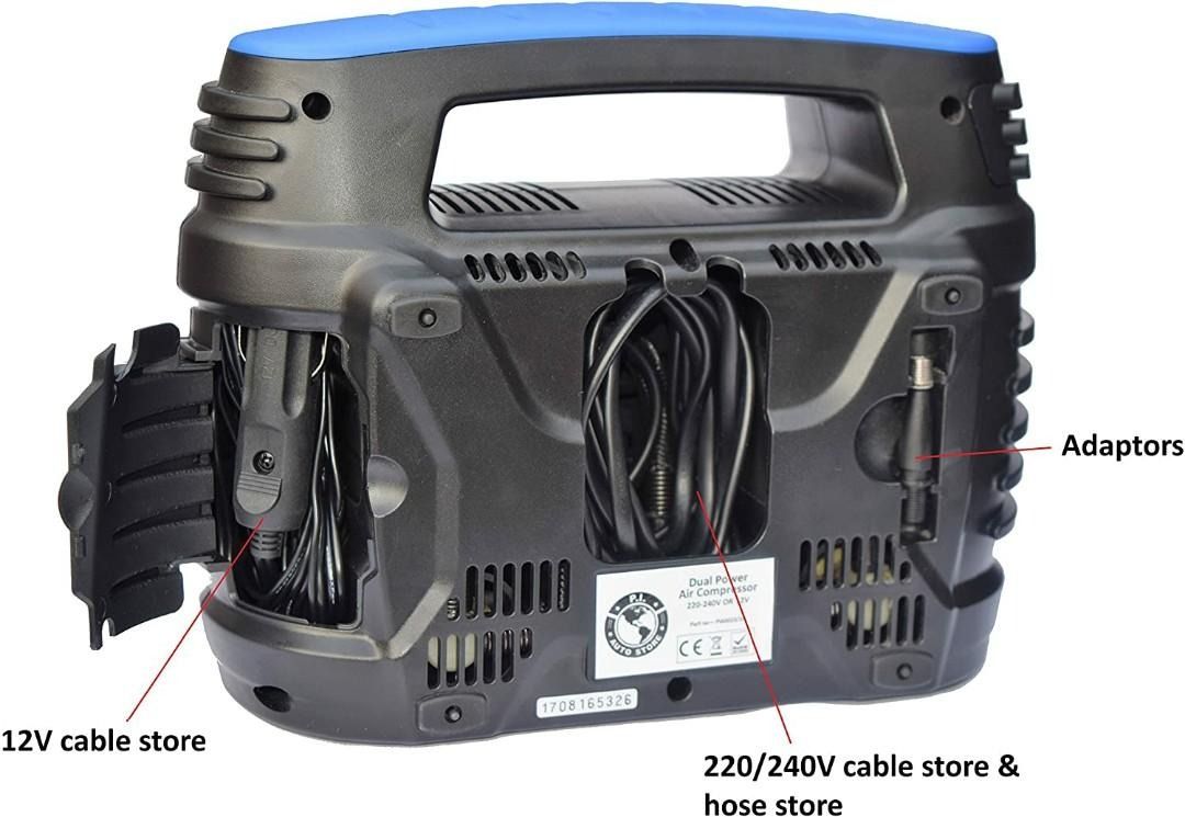 P.I. Auto Store - Tyre Pump - 240v Car Tyre Inflator (Mains) OR 12V DC Tyre Compressor (vehicle ...