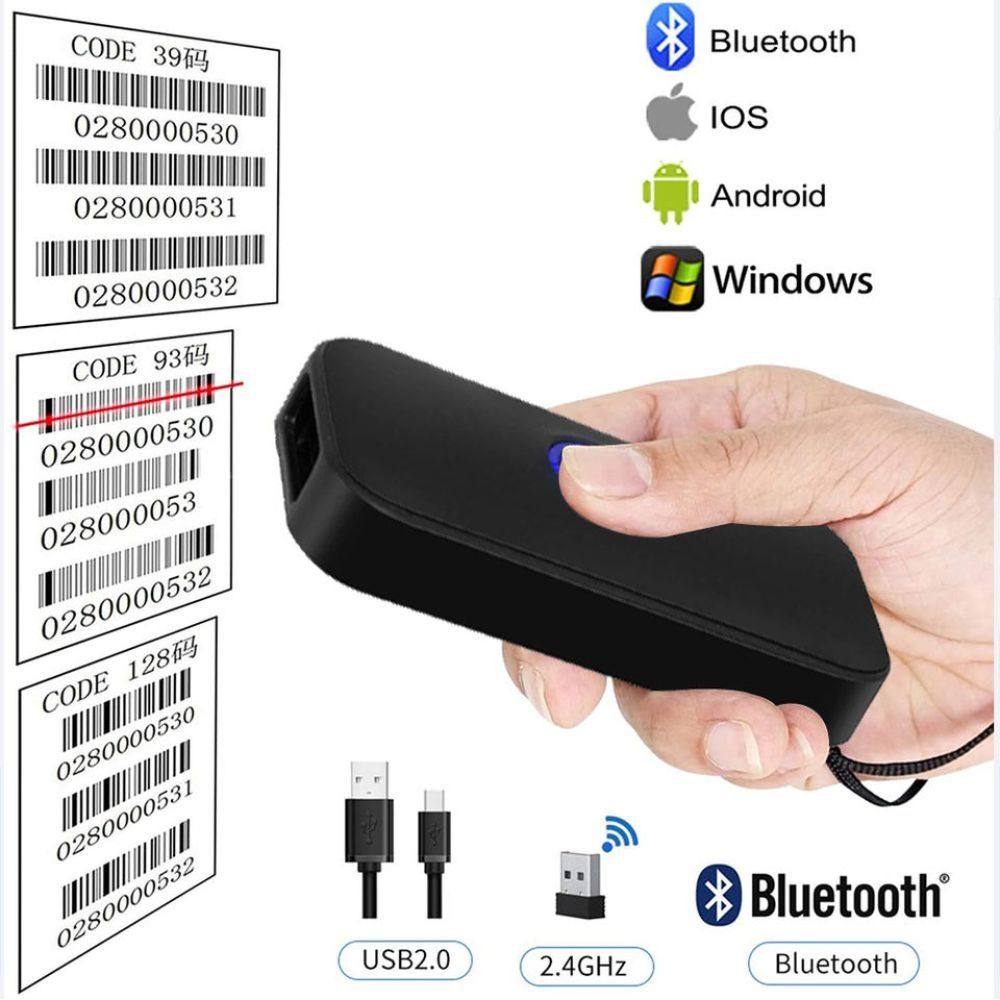 Handheld 3-in-1 Barcode Scanner 1D/2D/QR Bar Code Reader Support BT & 2 ...