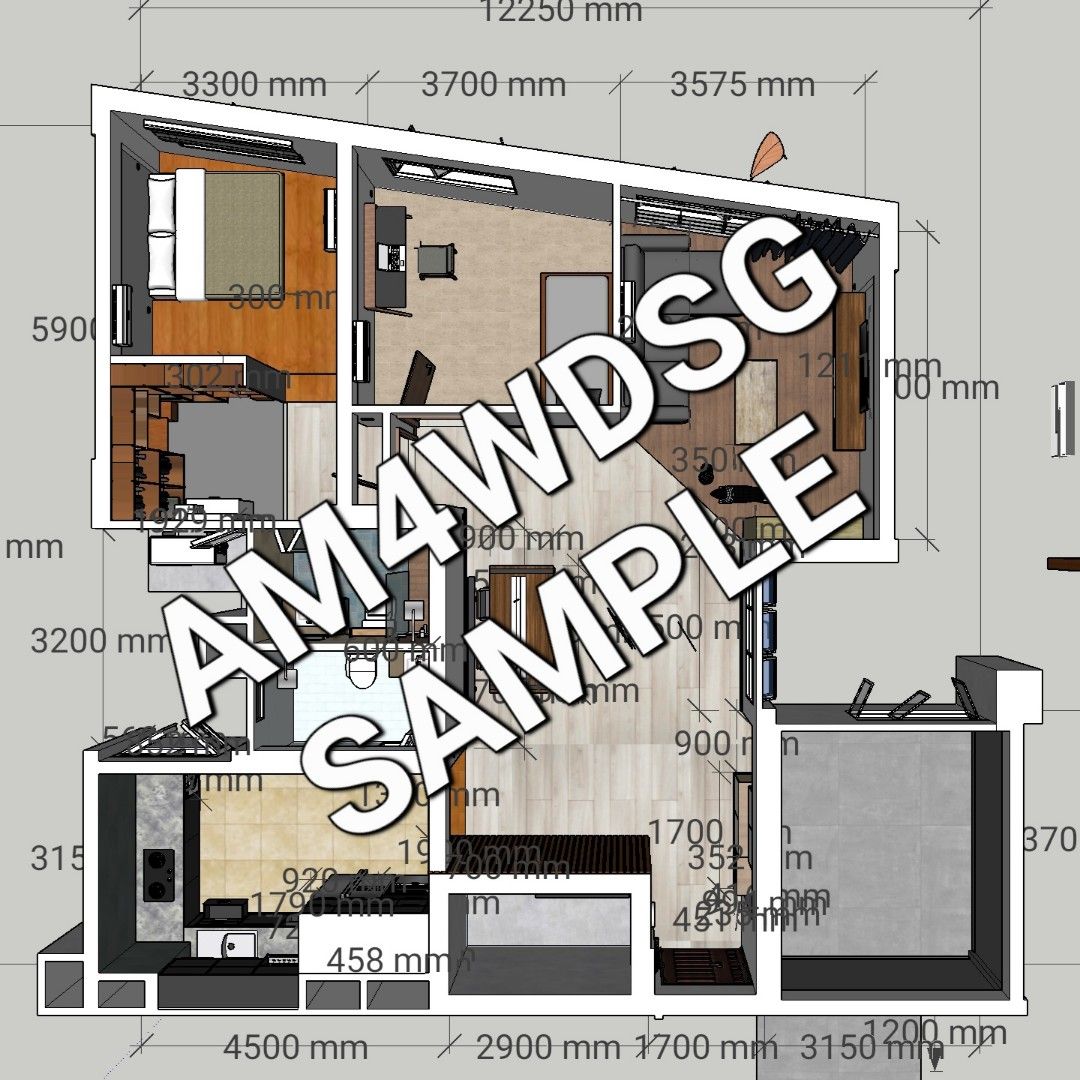 HDB layout drawing service (sketchup), Furniture & Home Living, Home ...