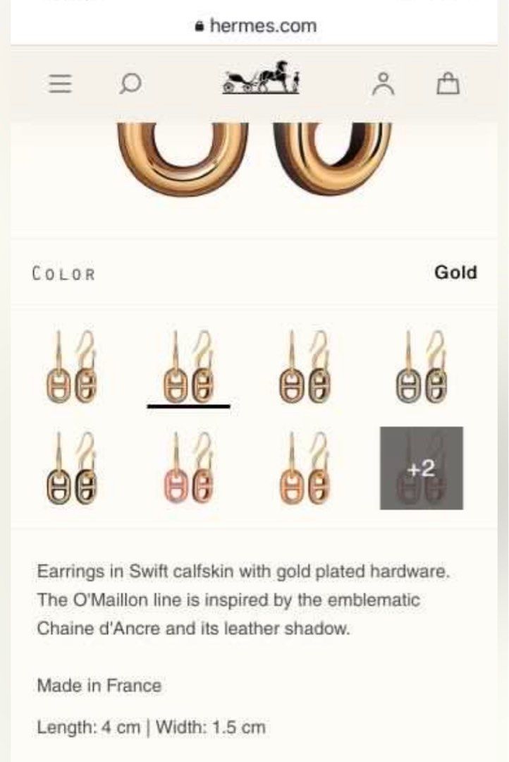 （新）Hermes earrings , have Harrods receipt ，專門店經常冇貨,加頸鏈後可當吊咀。陪驗., 名牌, 飾物 ...