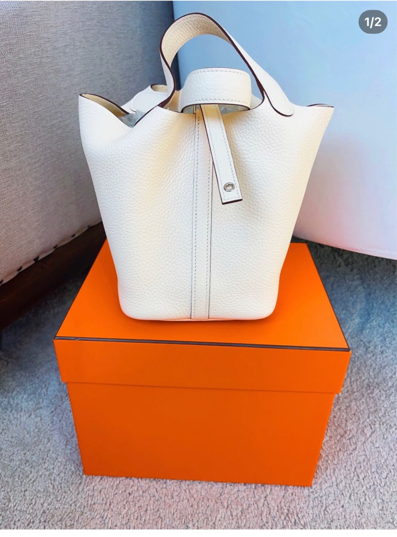 Hermes Picotin 18 Nata PHW, Luxury, Bags & Wallets on Carousell