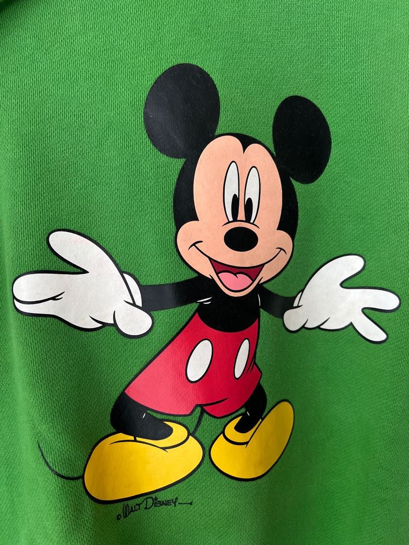 Hoodie Giordano Mickey Mouse Walt Disney Hijau Rare, Fesyen Wanita ...