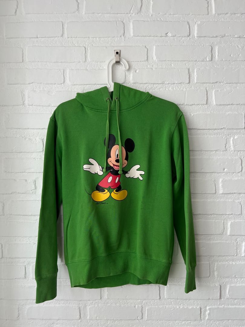 Hoodie Giordano Mickey Mouse Walt Disney Hijau Rare, Fesyen Wanita ...