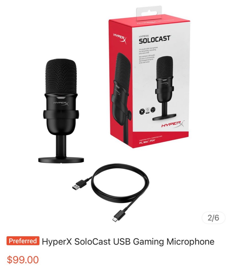 HyperX SoloCast USB Gaming Microphone, Audio, Microphones on Carousell
