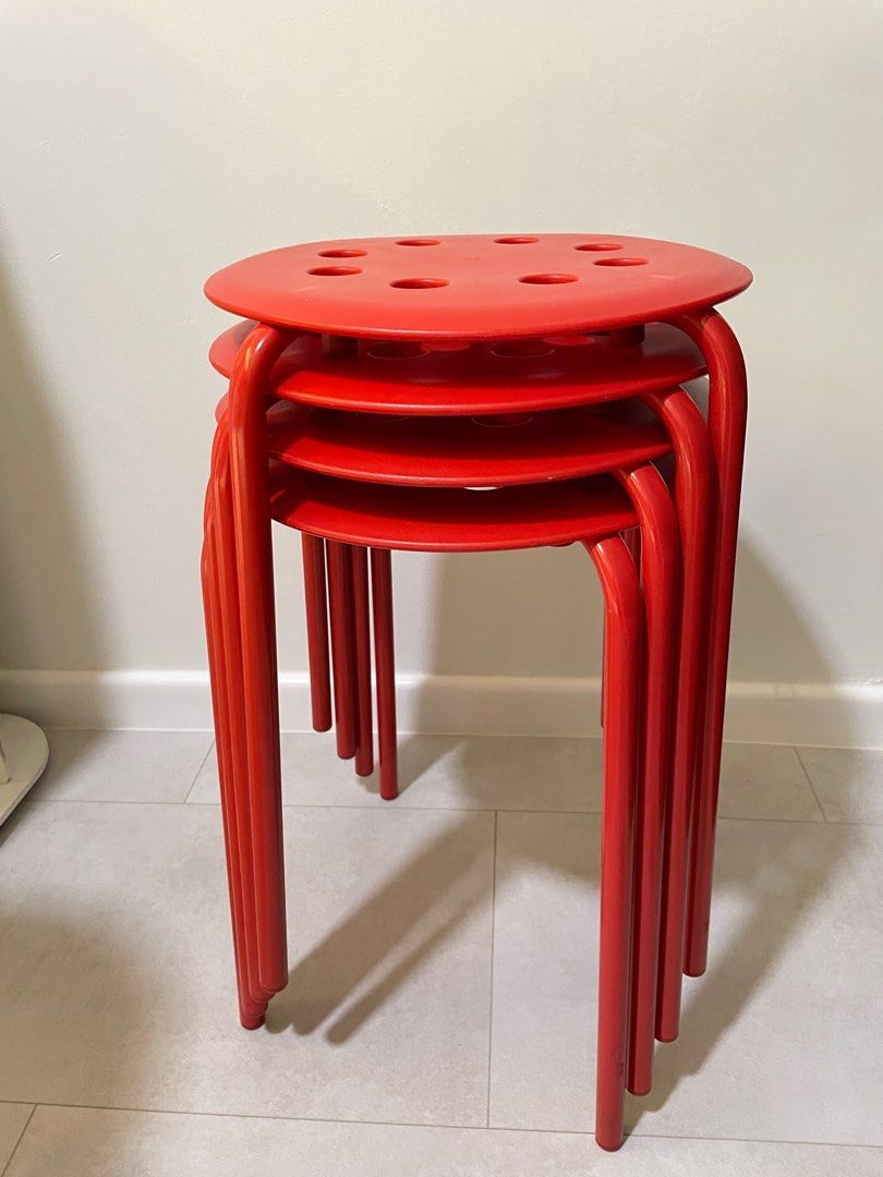 IKEA Marius Red Stool, Furniture & Home Living, Furniture, Chairs on ...