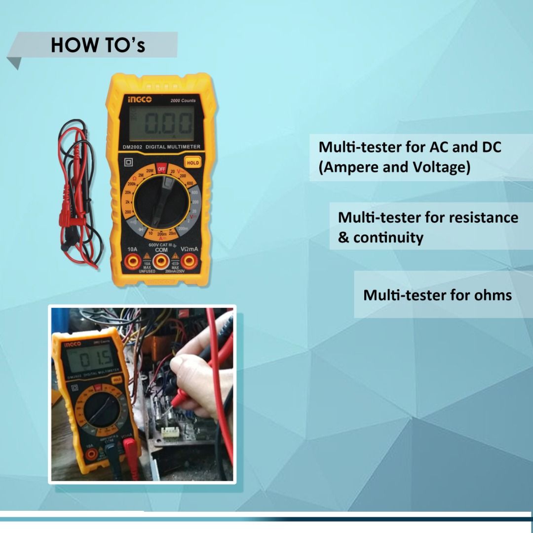 INGCO DIGITAL MULTIMETER TESTER, CAT.III 600V DM2002, BEST FOR MULTI ...