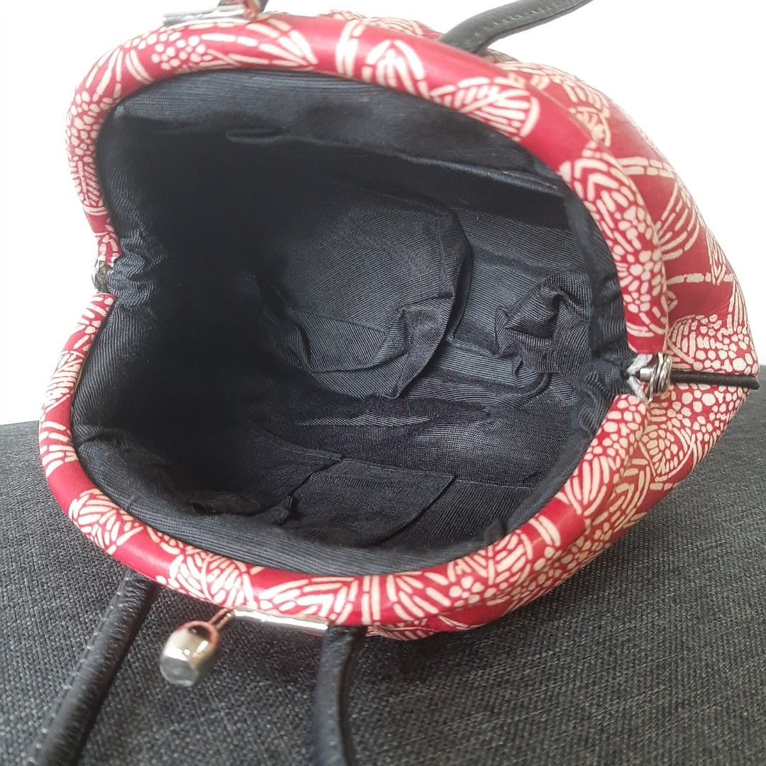 Japanese Handmade Calf Leather Traditional Yuzenzome Handbag Gamaguchi ...