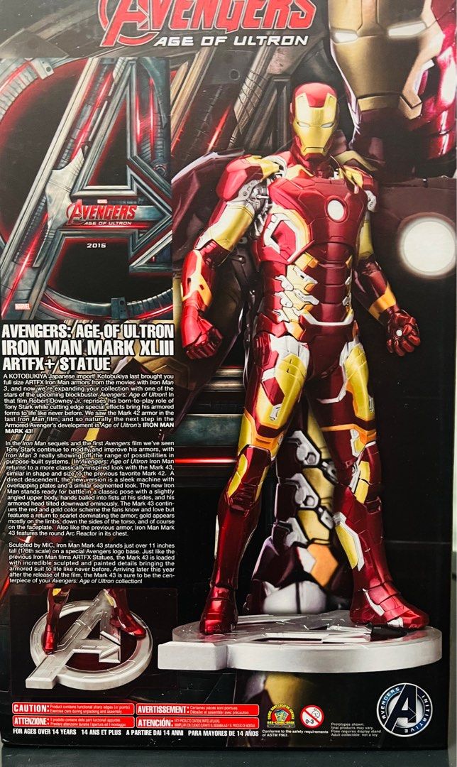KOTOBUKIYA ARTFX IRON MAN MARK 43 1/6 SCALE AVENGERS AGE OF ULTRON ACTION FIGURE, Hobbies & Toys ...