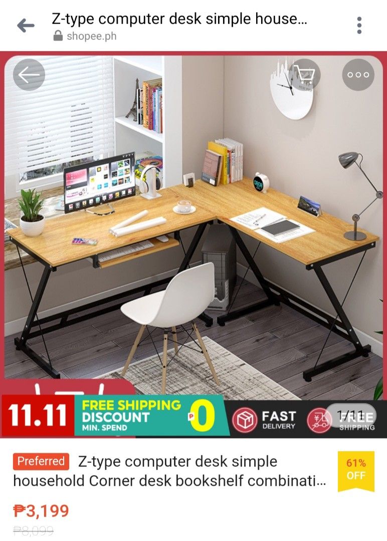 L Shape Z-Type Computer Desk Corner Table, Furniture & Home Living ...