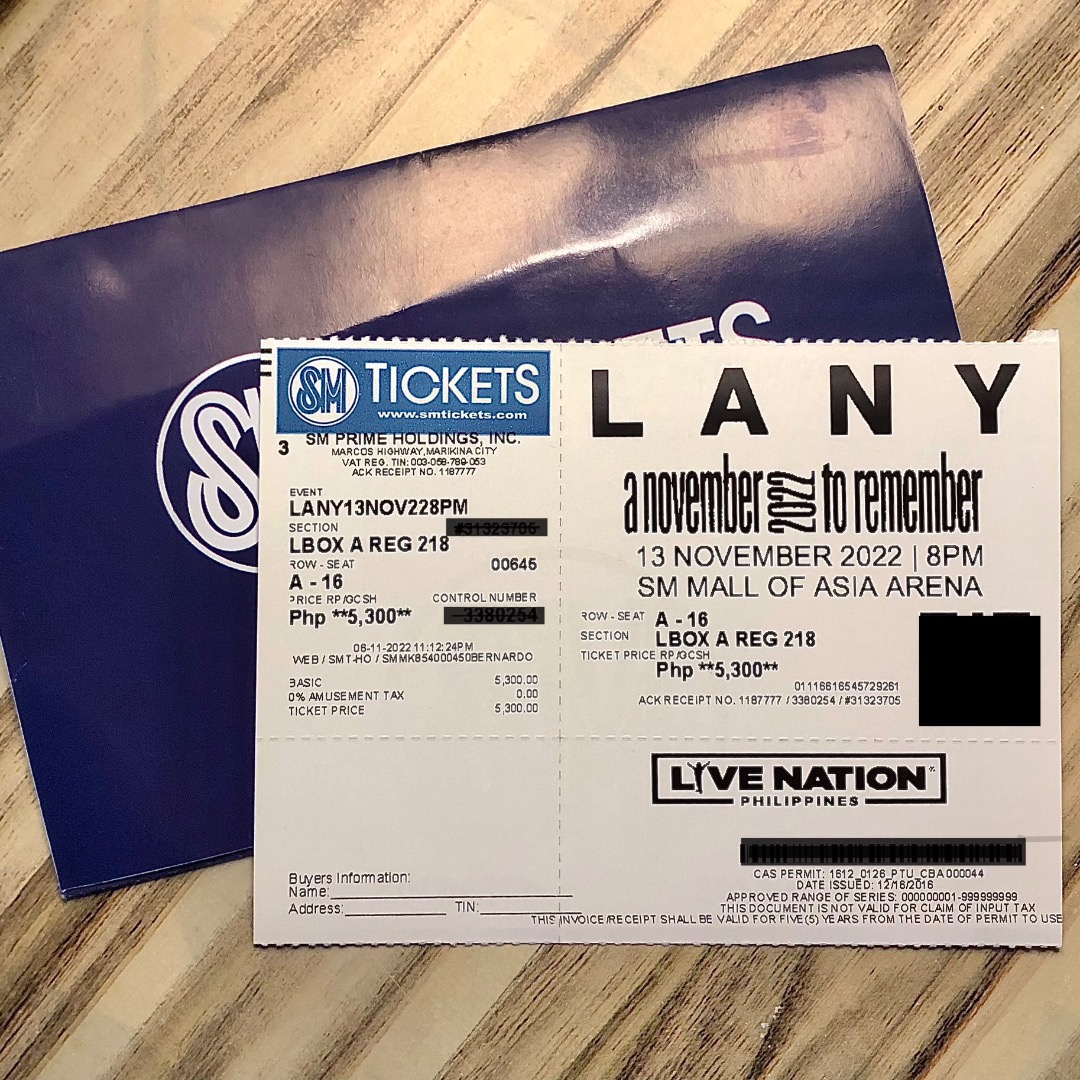 LANY Ticket Nov 13, Tickets & Vouchers, Event Tickets on Carousell