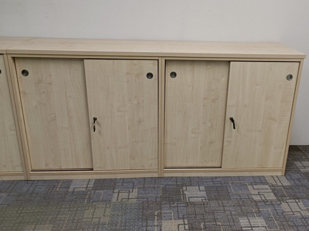 Low Wooden (4 Door) Sliding Cabinet lockable, Furniture & Home Living ...