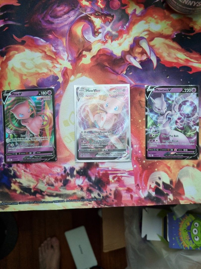 Mew V & Vmax set + Mewtwo V pokemon playable cards, Hobbies & Toys ...
