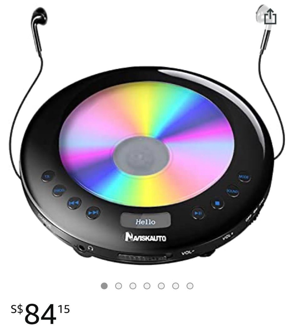 NAVISKAUTO Portable CD Player for Car with 2000mAh Rechargeable Battery ...