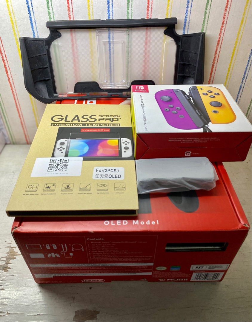 Nintendo Switch Oled Purple and Orange Joycons w/ Freebies, Video ...