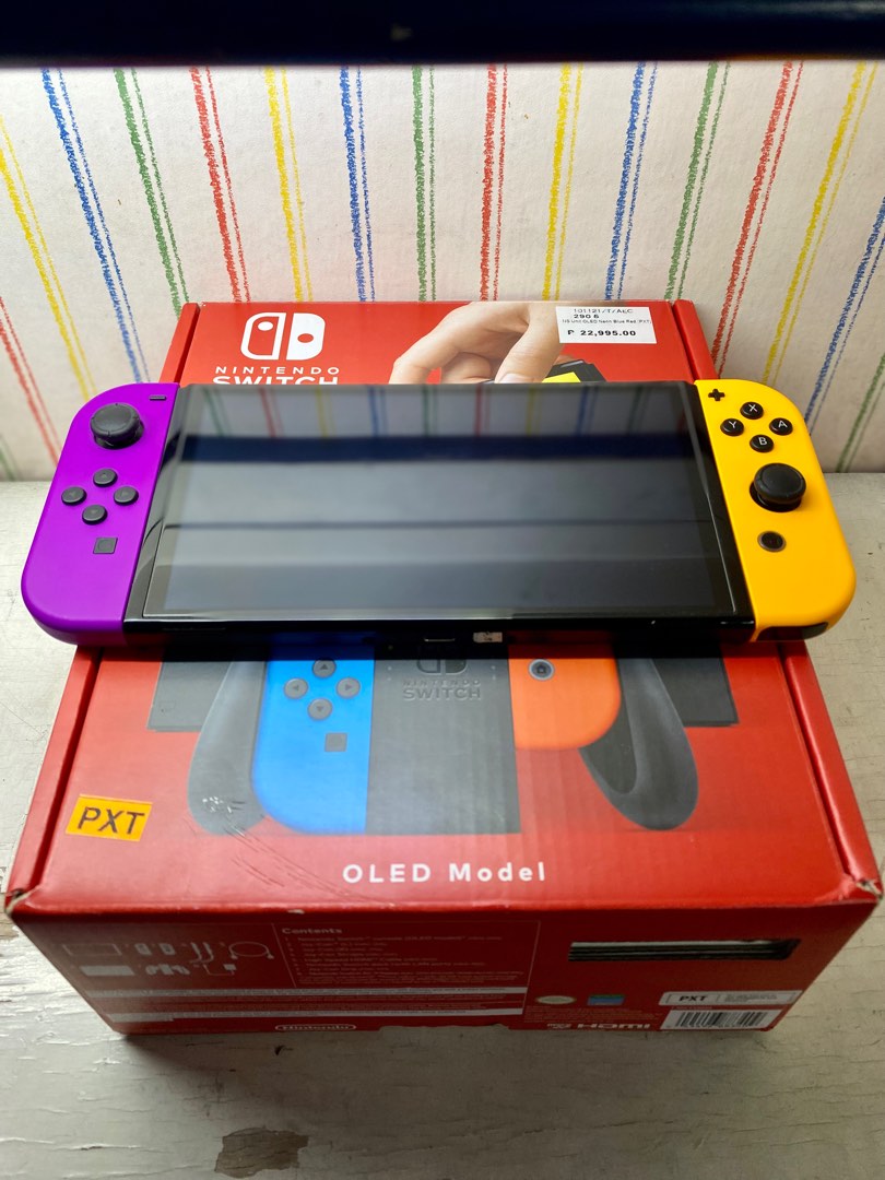 Nintendo Switch Oled Purple and Orange Joycons w/ Freebies, Video ...