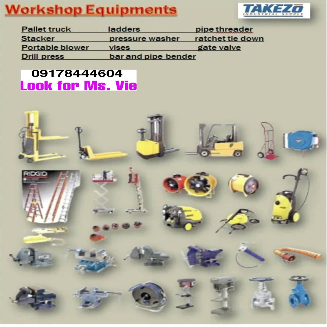 PALLET TRUCK, STACKER, PORTABLE BLOWER, DRILL PRESS, LADDERS, BAR AND ...