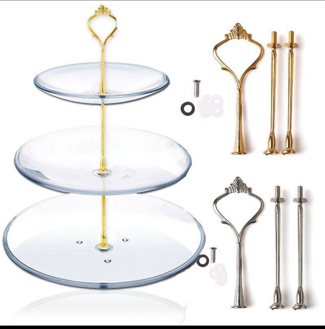 pastic cake stand 3tier, Furniture & Home Living, Kitchenware ...