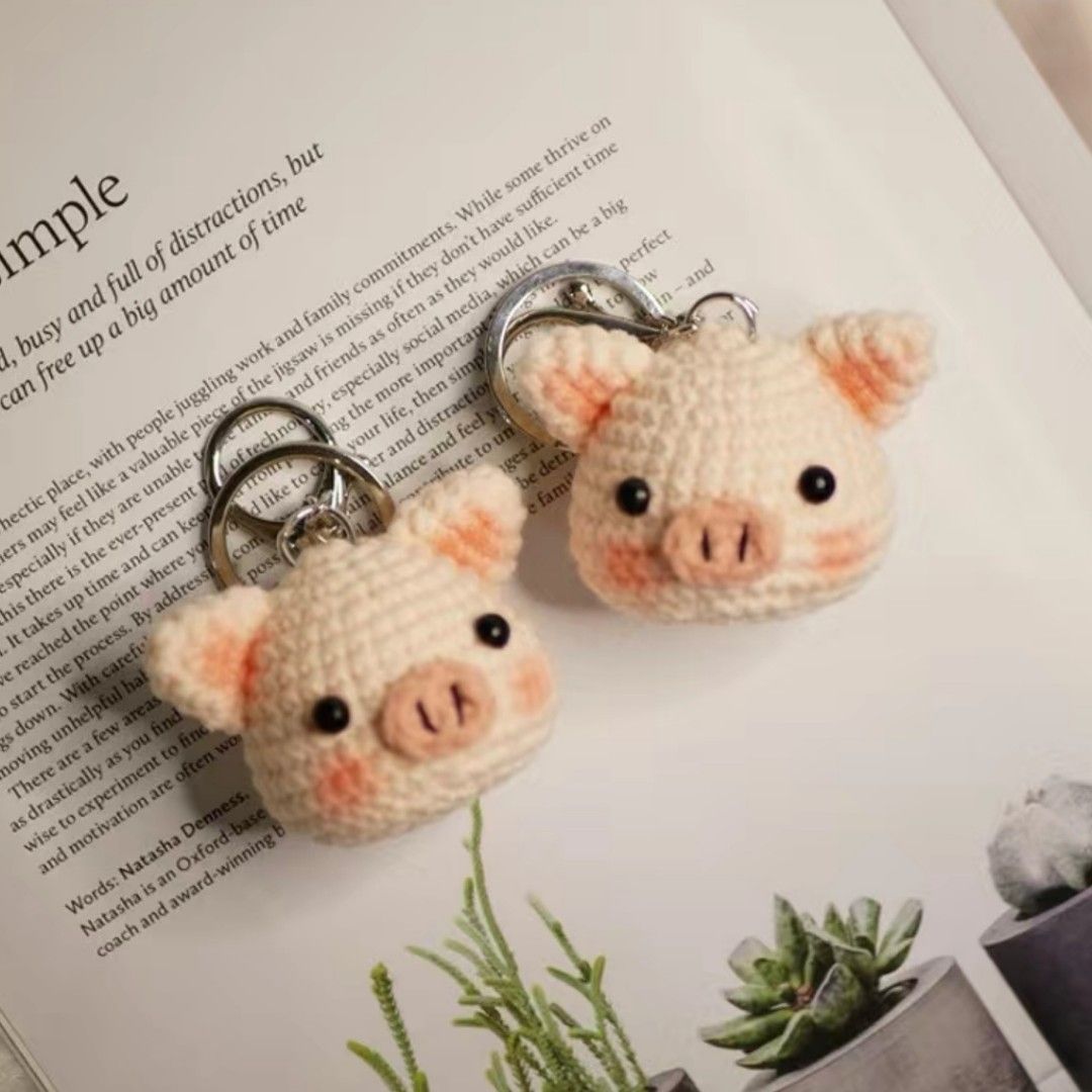 Crochet pig keychain, Hobbies & Toys, Stationery & Craft, Handmade ...