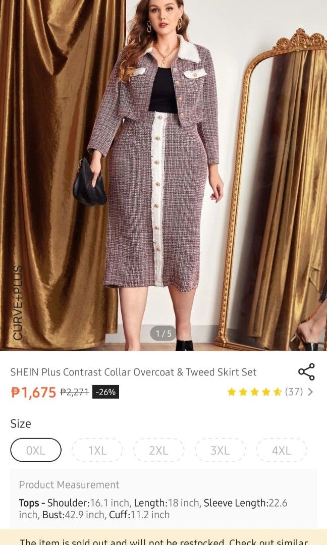 PLUS SIZE TWEED COORDS SHEIN, Women's Fashion, Dresses & Sets, Sets or ...
