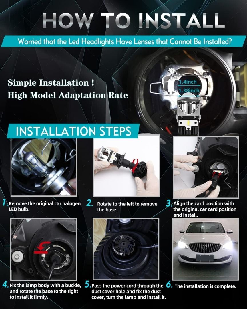 Ready stock! 2022 Upgraded H4 LED Headlight Bulbs with Z-Shaped Cut-Off ...