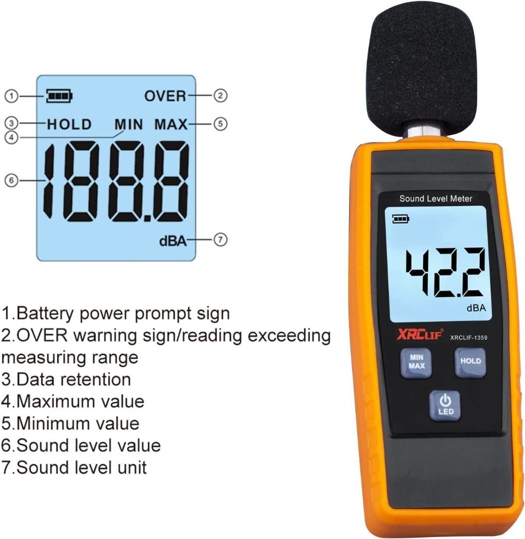 Ready stock! Decibel Meter Sound Level Reader 30-130dB(A), Hand-held Sound Noise Meter with ...