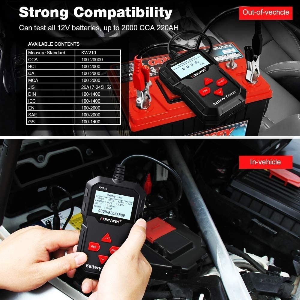 Ready stock! KONNWEI KW210 12V Auto Car Battery Tester 100-2000 CCA ...