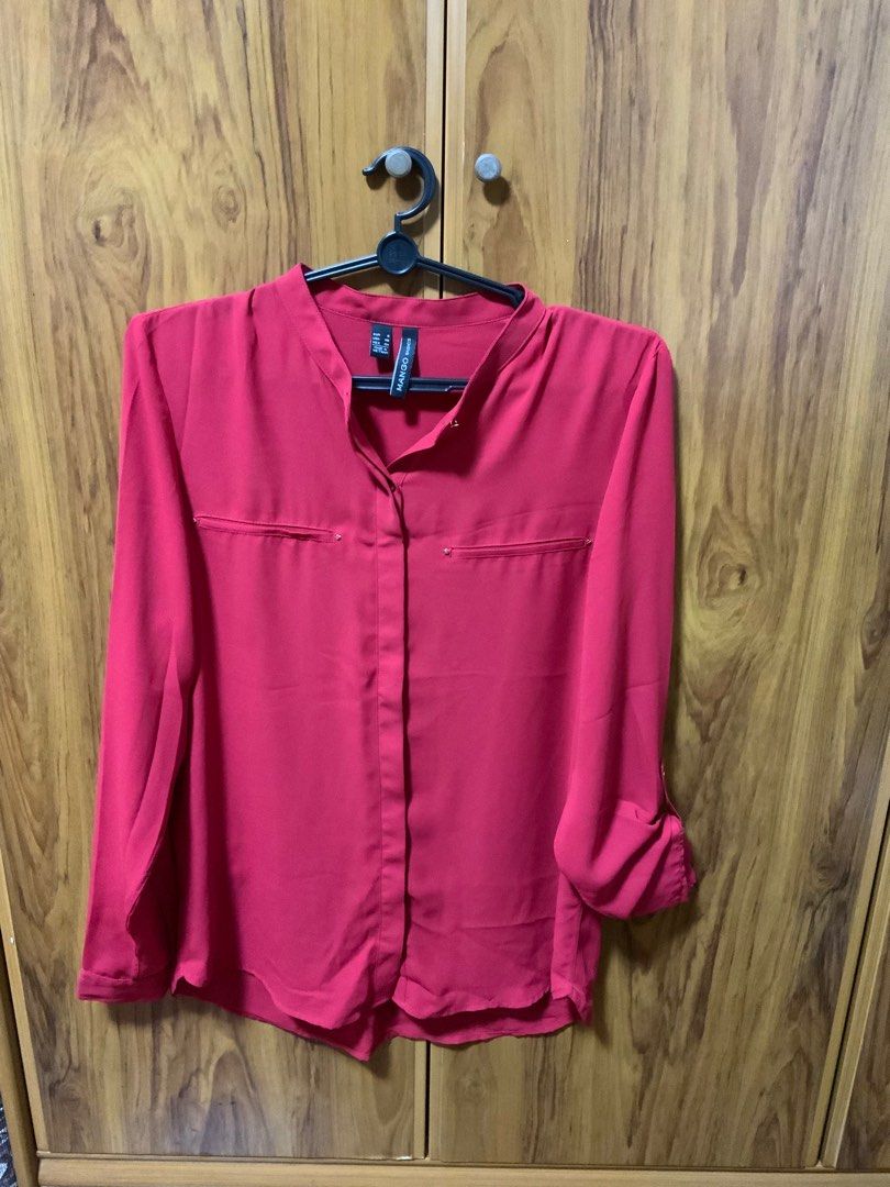 Red office wear, Women's Fashion, Tops, Blouses on Carousell