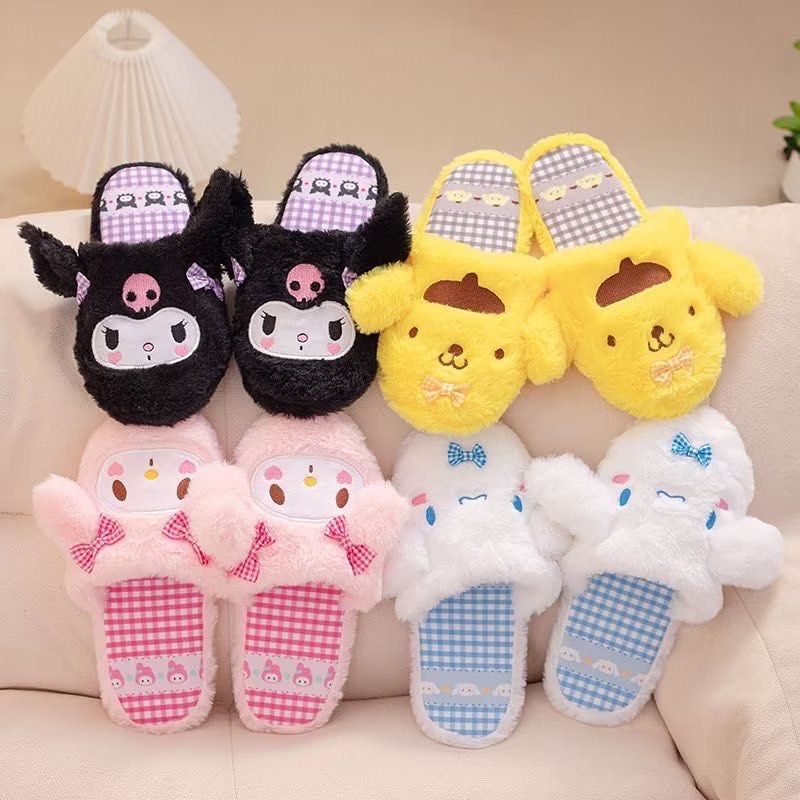 Sanrio Characters Gingham plush Kawaii bedroom slippers - My Melody ...