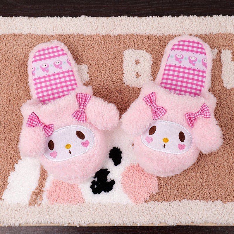 Sanrio Characters Gingham plush Kawaii bedroom slippers - My Melody ...