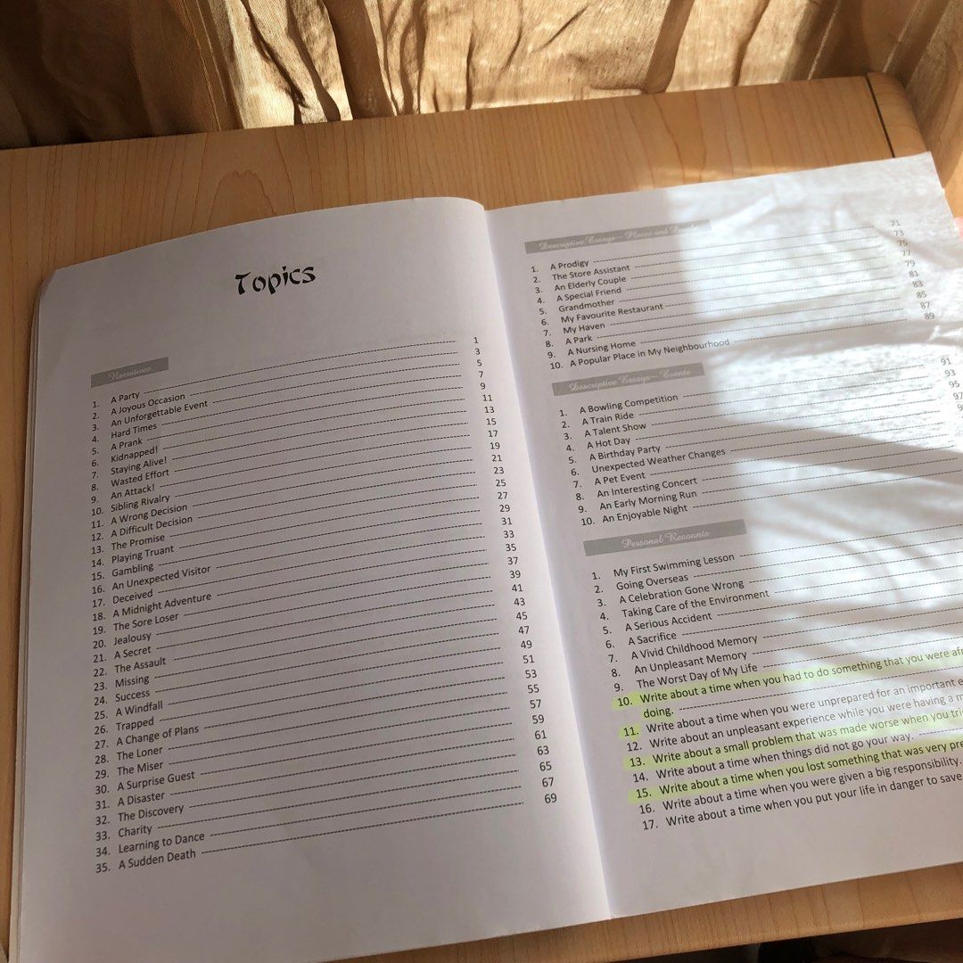 Secondary 2 model composition and vocabulary , Hobbies & Toys, Books ...