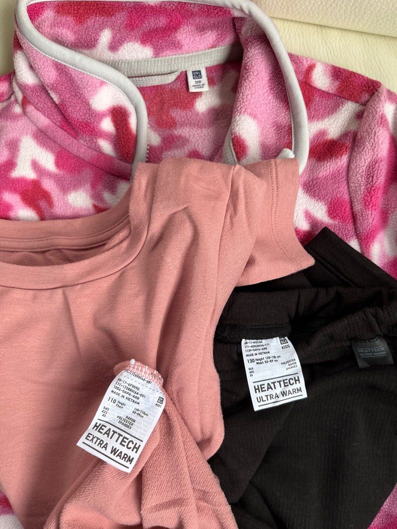 Set of girl’s Uniqlo winter fleece and inner wear, Babies & Kids ...