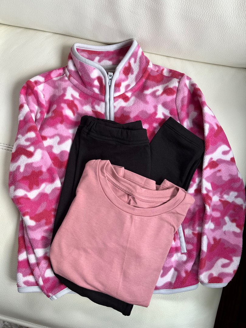 Set of girl’s Uniqlo winter fleece and inner wear, Babies & Kids ...