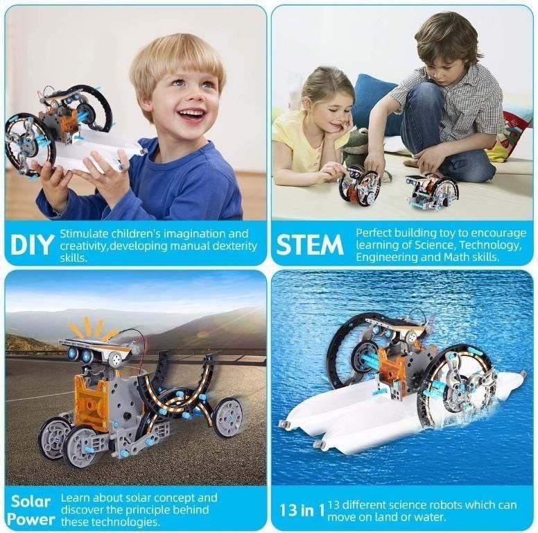 Sillbird STEM 12-in-1 Education Solar Robot Toys -190 Pieces DIY Building Science Experiment Kit ...