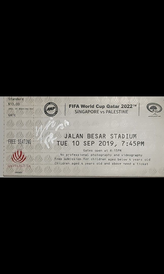 Singapore vs Palestine ticket World cup qualifier 2022 (signed ...