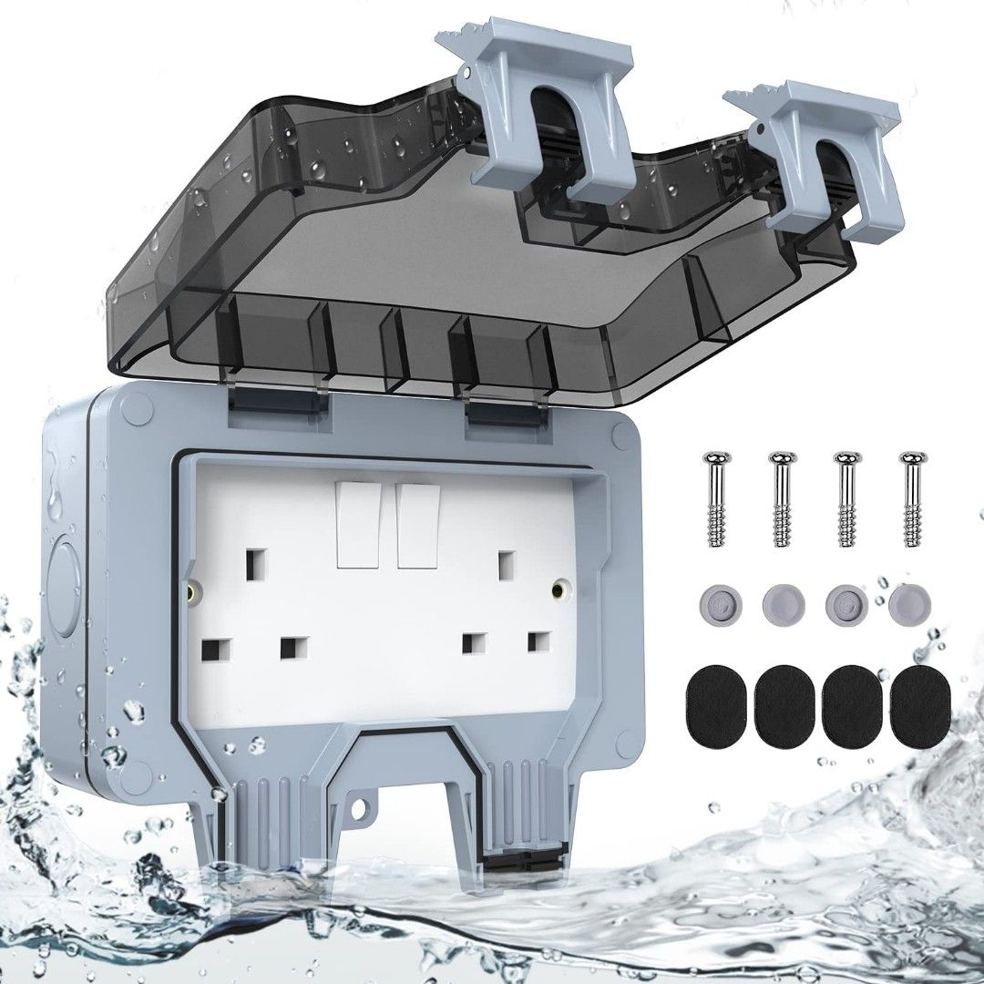 Thrion Outdoor Waterproof Sockets, Double Electrical IP66 2 Gang ...