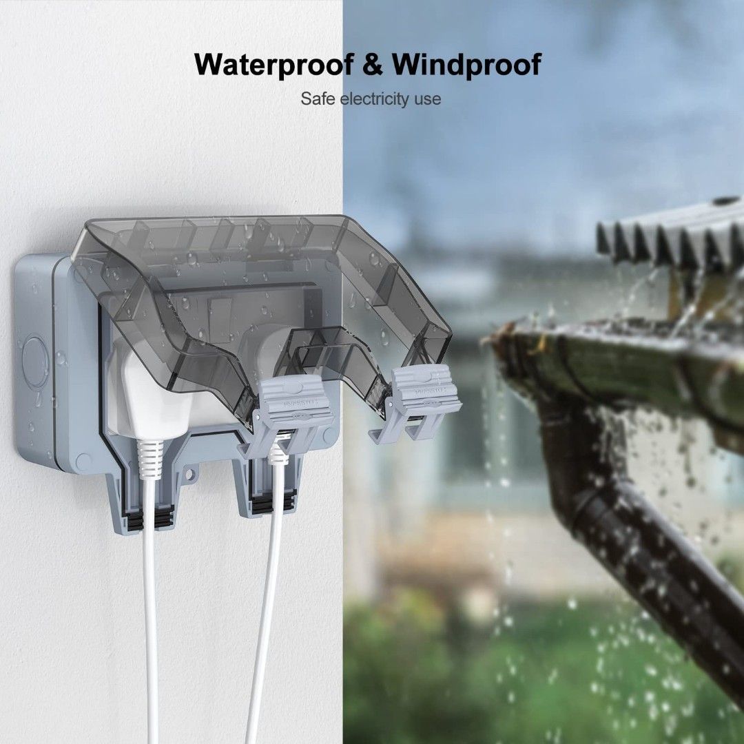 Thrion Outdoor Waterproof Sockets, Double Electrical IP66 2 Gang ...