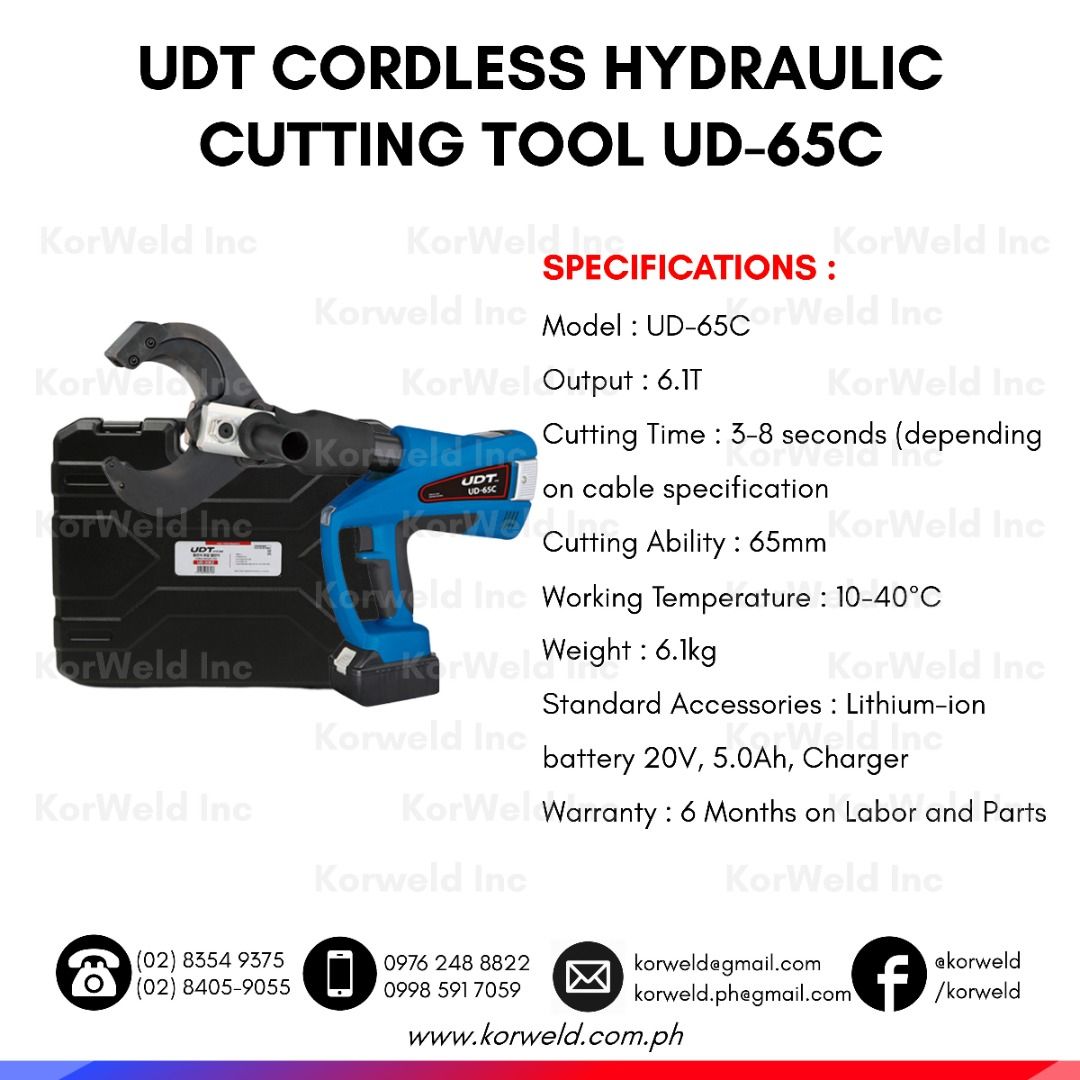 UDT Cordless Hydraulic Cutting Tool UD-65C, Commercial & Industrial, Construction Tools ...