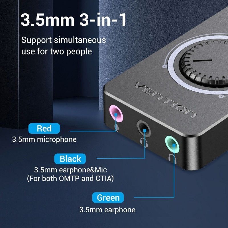 Vention Sound Card USB External Stereo Sound Adapter with Volume ...