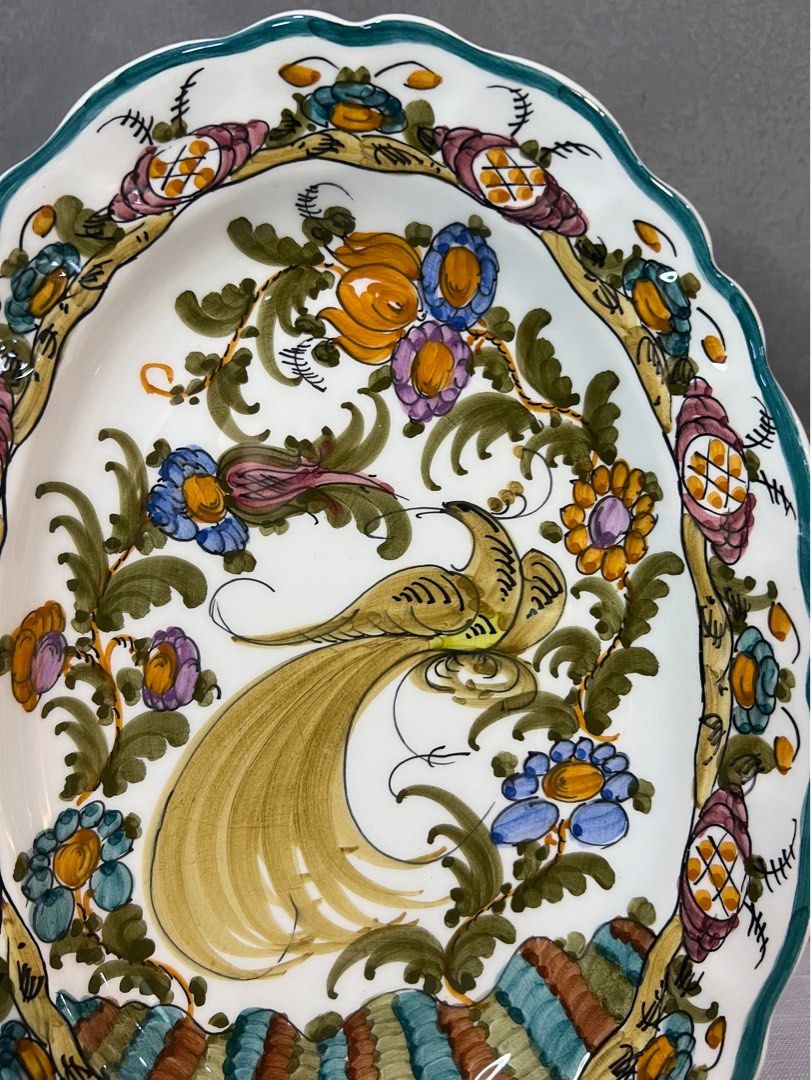 VINTAGE SKYROS Greece Plate Painted Bird Flowers Vintage Original ...