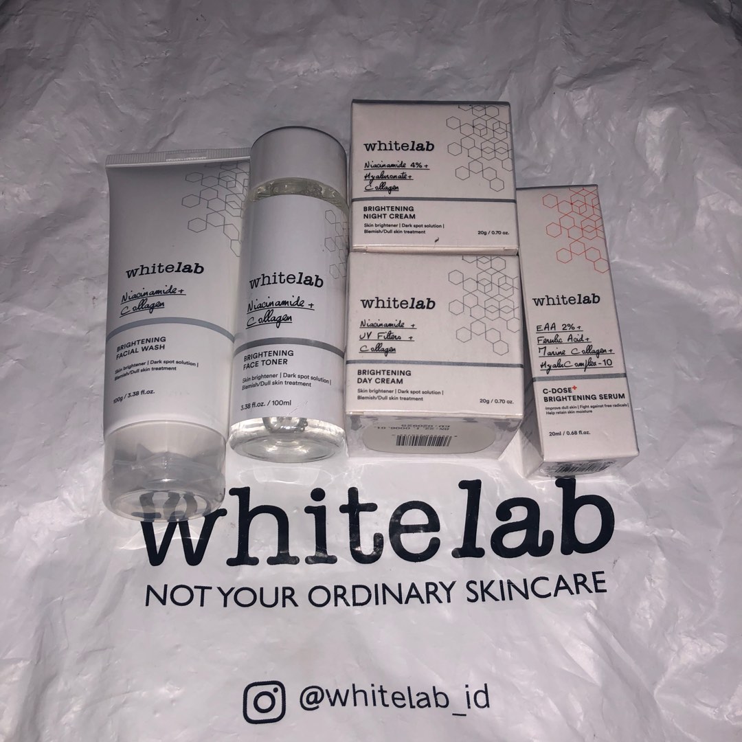 whitelab brightening paket wajah + c-dose brightening serum, Kesehatan ...