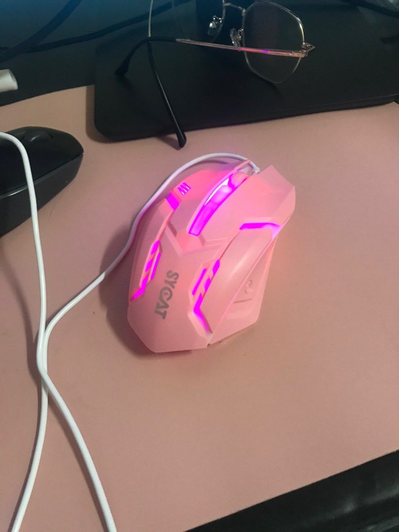 WIRED SYCAT MOUSE (pink color), Computers & Tech, Parts & Accessories ...