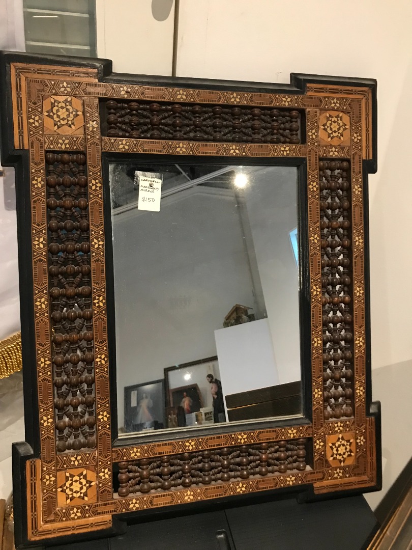 [+30% off] Wood inlay marquerty mirror, Furniture & Home Living, Home ...