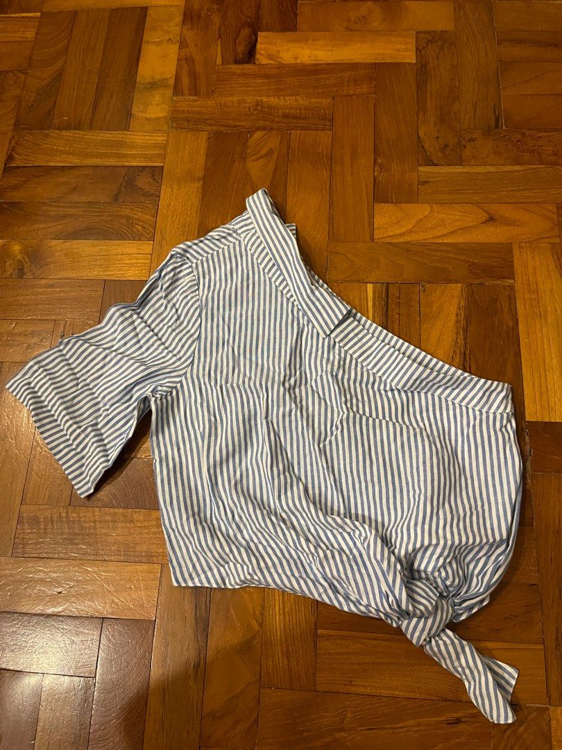 Zara TRF Stripe Toga Crop Top, Women's Fashion, Tops, Blouses on Carousell