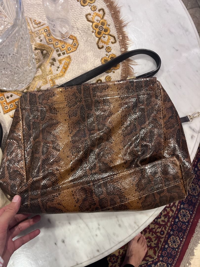 100% AUTHENTIC - Longchamp Gatsby Snake python Exotic Brown Leather ...