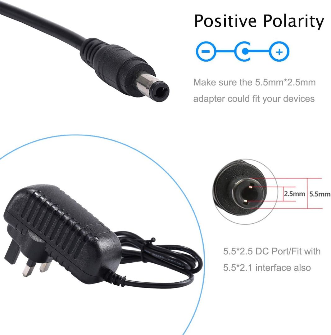 12V 2A Power Supply Adapter - COLM AC/DC Adaptor 100-240V 50-60HZ 12V ...