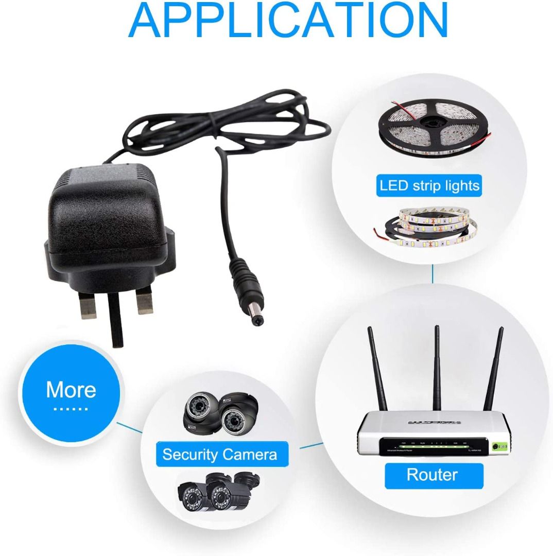12V 2A Power Supply Adapter - COLM AC/DC Adaptor 100-240V 50-60HZ 12V ...