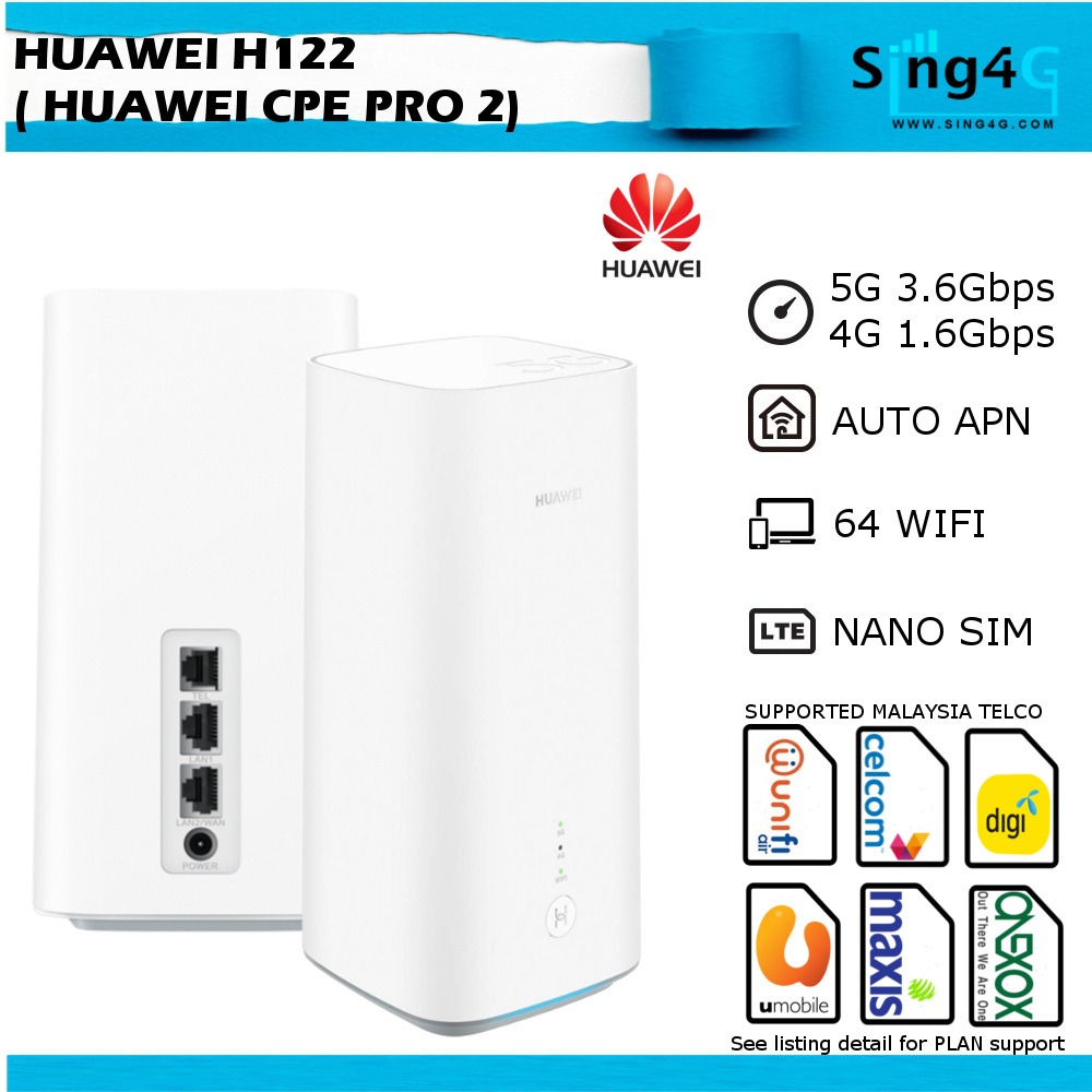 Modem 5G ROUTER SIM Huawei H122 3.6G Support all Sim Global Version ...