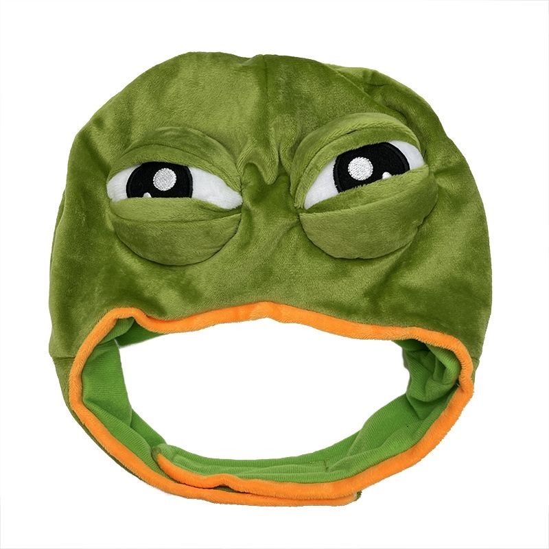 悲傷蛙保暖口罩頭套帽子 沙雕cosplay畢業禮物公仔Pokemon x 聯名藝術家醜萌皮卡蛙呆萌漫聯悲傷大眼睛青蛙 生日禮物 pepe ...