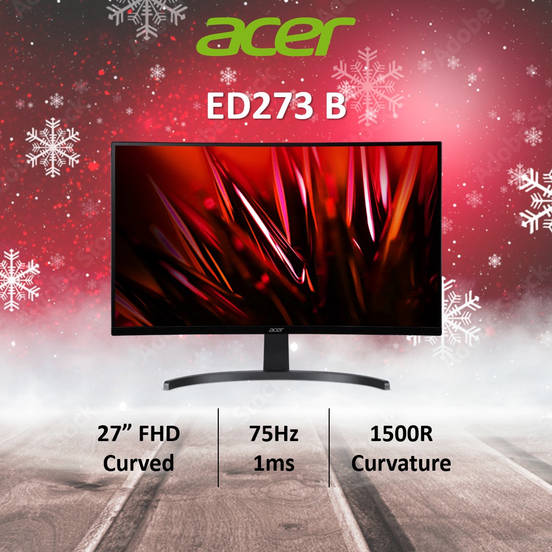 [11.11 PROMO] ACER ED273 B MONITOR | 27INCH FHD 75HZ CURVED | 1500R CURVATURE, Computers & Tech ...